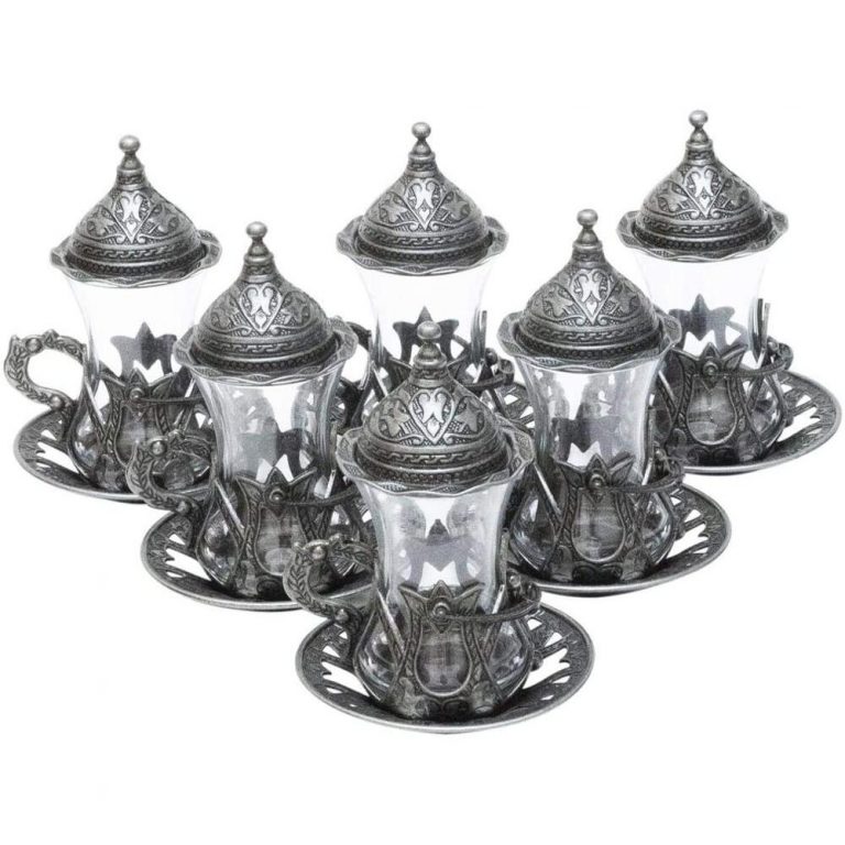Turkish Ottoman Authentic Design Teacup Set of 6 - Grand Bazaar