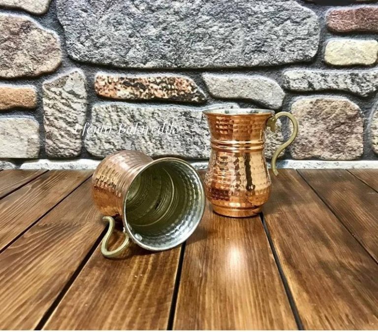 Turkish Handmade Pure Copper Mug Set of 6 - Grand Bazaar